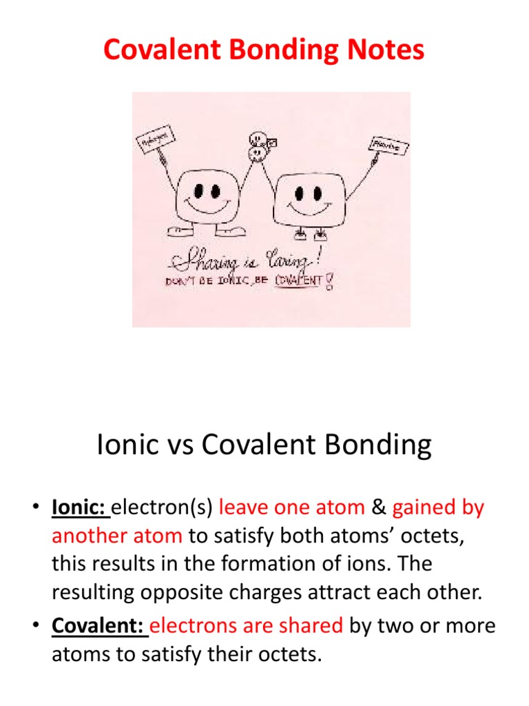 Ionic Vs Covalent Bonding | PDF | Ionic Bonding | Chemical Bond