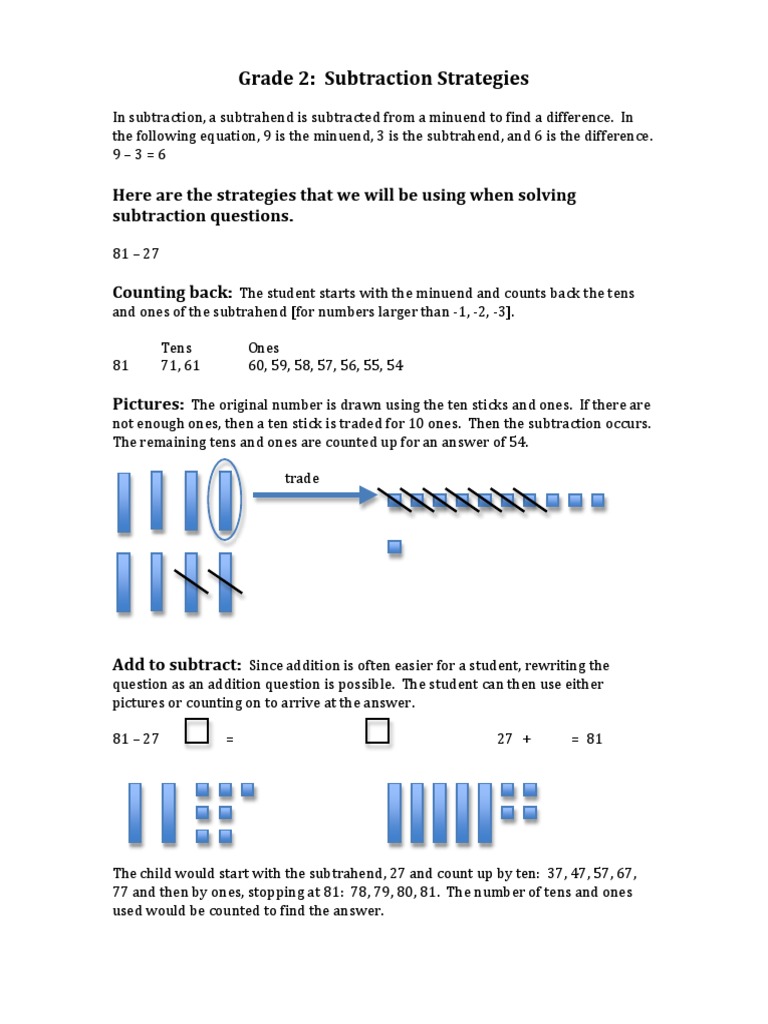 Grade 2 Subtraction Strategies Guide | PDF | Elementary Mathematics ...
