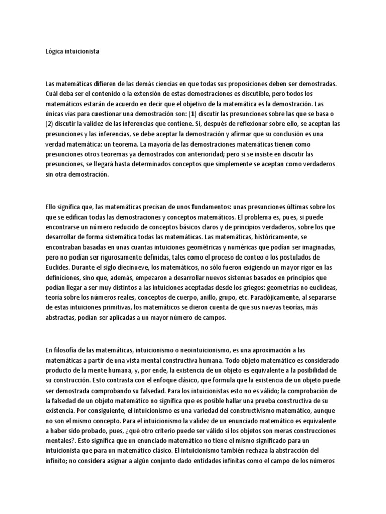 Lógica Intuicionista | PDF | Prueba matemática | Enseñanza de matemática