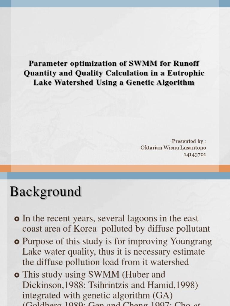 Swmm Presentation Pdf Surface Runoff Genetic Algorithm