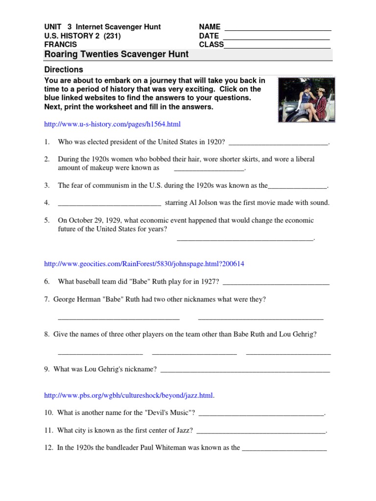 Roaring Twenties Scavenger Hunt Guide | PDF