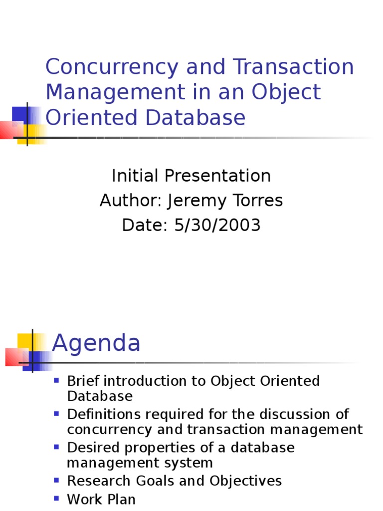 Concurrency and Transaction Management in An Object Oriented Database | PDF | Database ...
