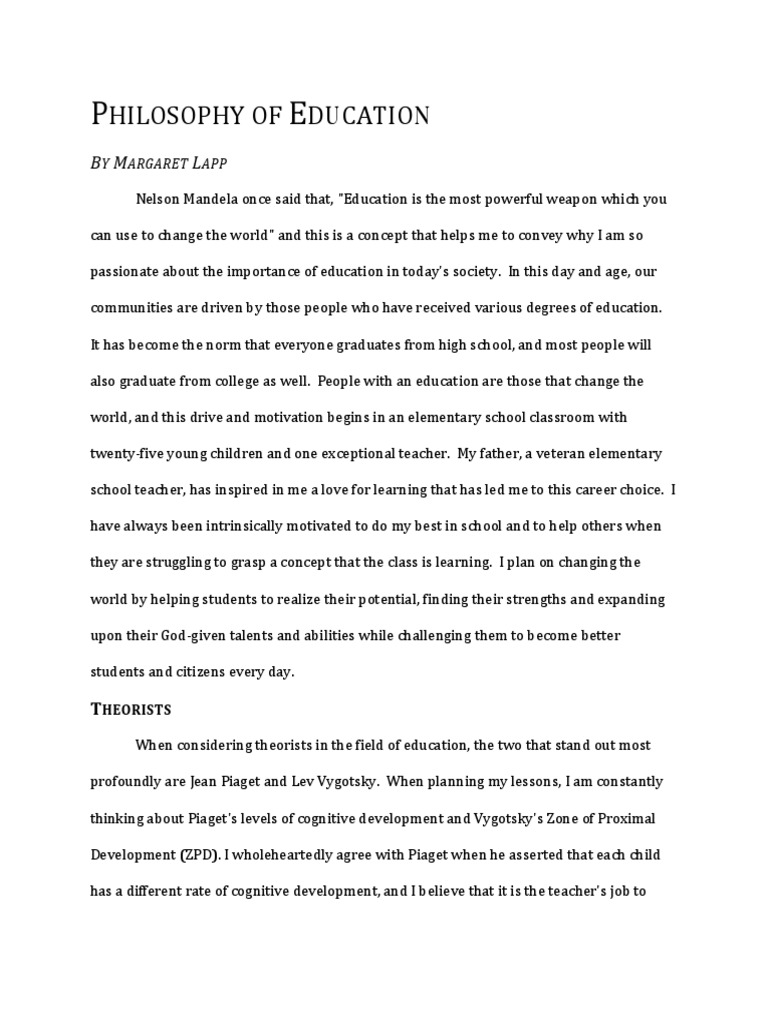 Philosophy of Education Insights | PDF | Teachers | Education Theory