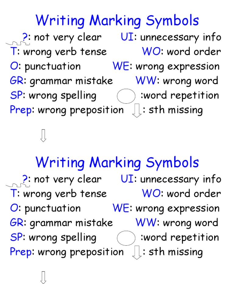 Writing Marking Symbols: ? UI T WO O WE GR WW SP Prep | PDF | Career ...