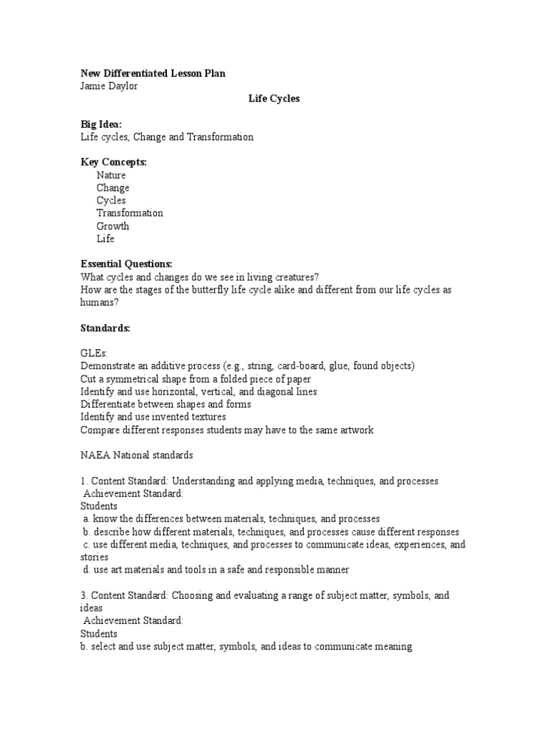 Life Cycle Lesson Plan for Kids | PDF | Butterfly | Life Cycle Assessment