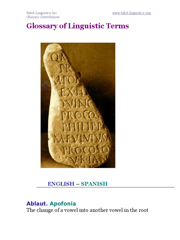 Glossary Linguistics | PDF