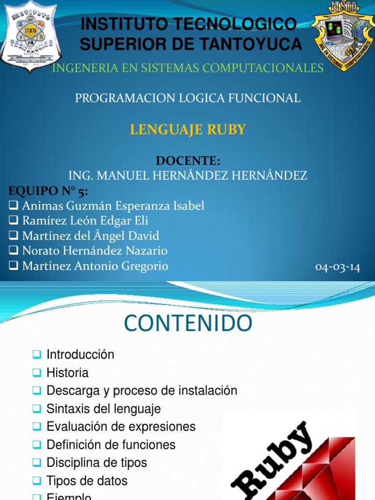 Ruby Exposicion | PDF | Ruby (lenguaje de programación) | Lenguaje de programación