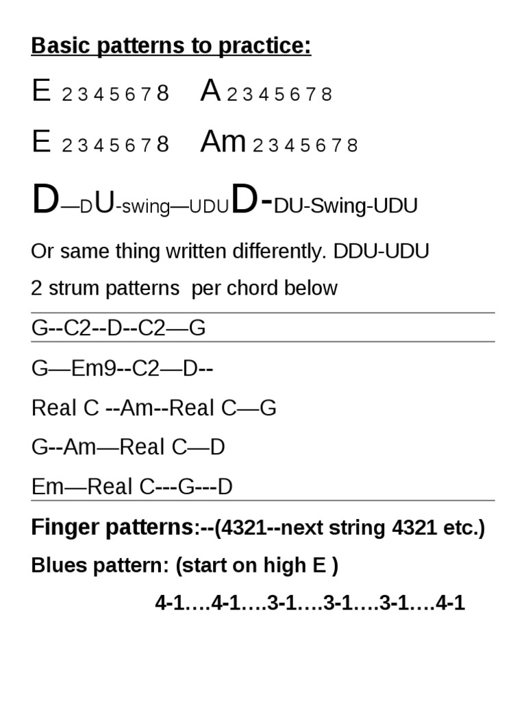 Basic Guitar Patterns To Practice | PDF