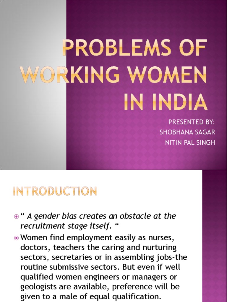 Problems of Working Women in India | PDF | Gender Inequality | Gender ...
