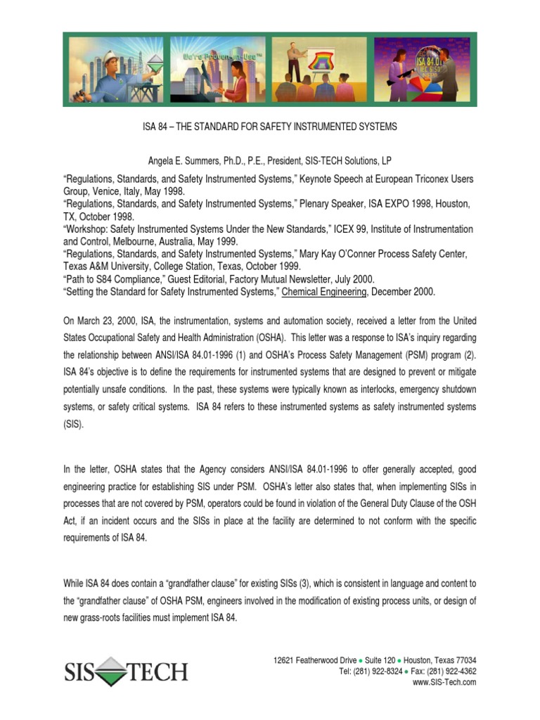 ISA 84 - The Standard For Safety Instrumented Systems | PDF | Safety ...