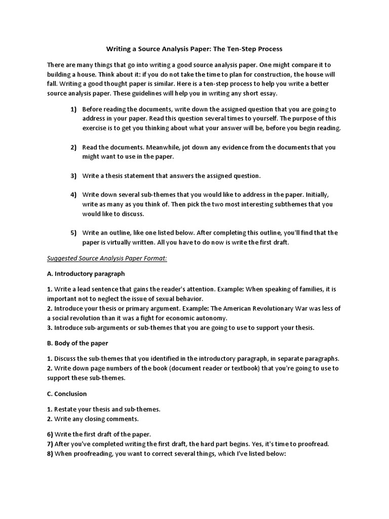 Writing A Source Analysis Paper | PDF | Paragraph | Grammatical Tense