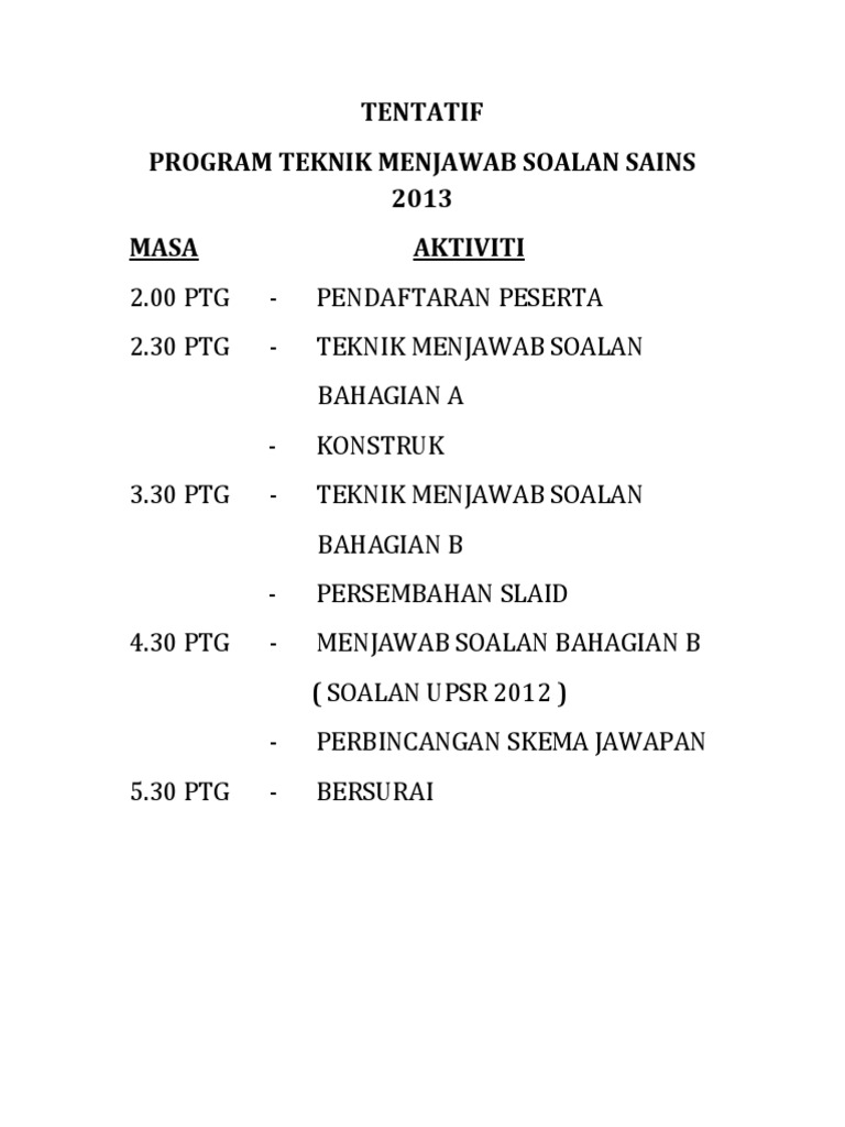 Contoh Tentatif Program | PDF