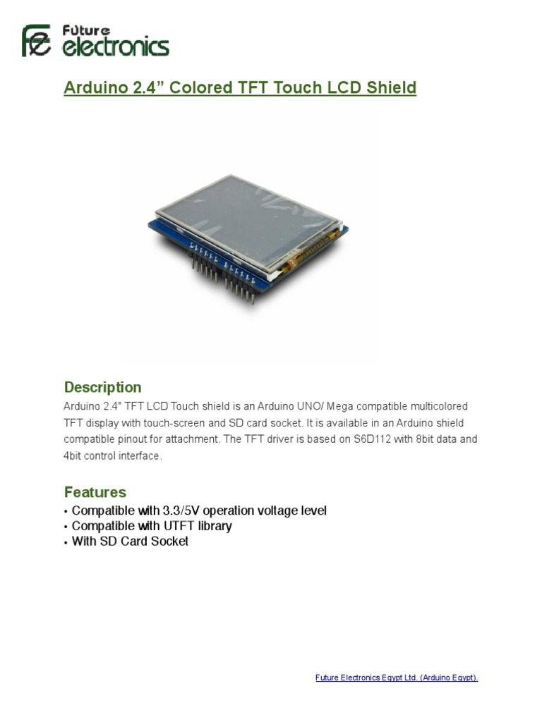 2.4TFT Touch LCD Data Arduino | PDF | Thin Film Transistor Liquid ...