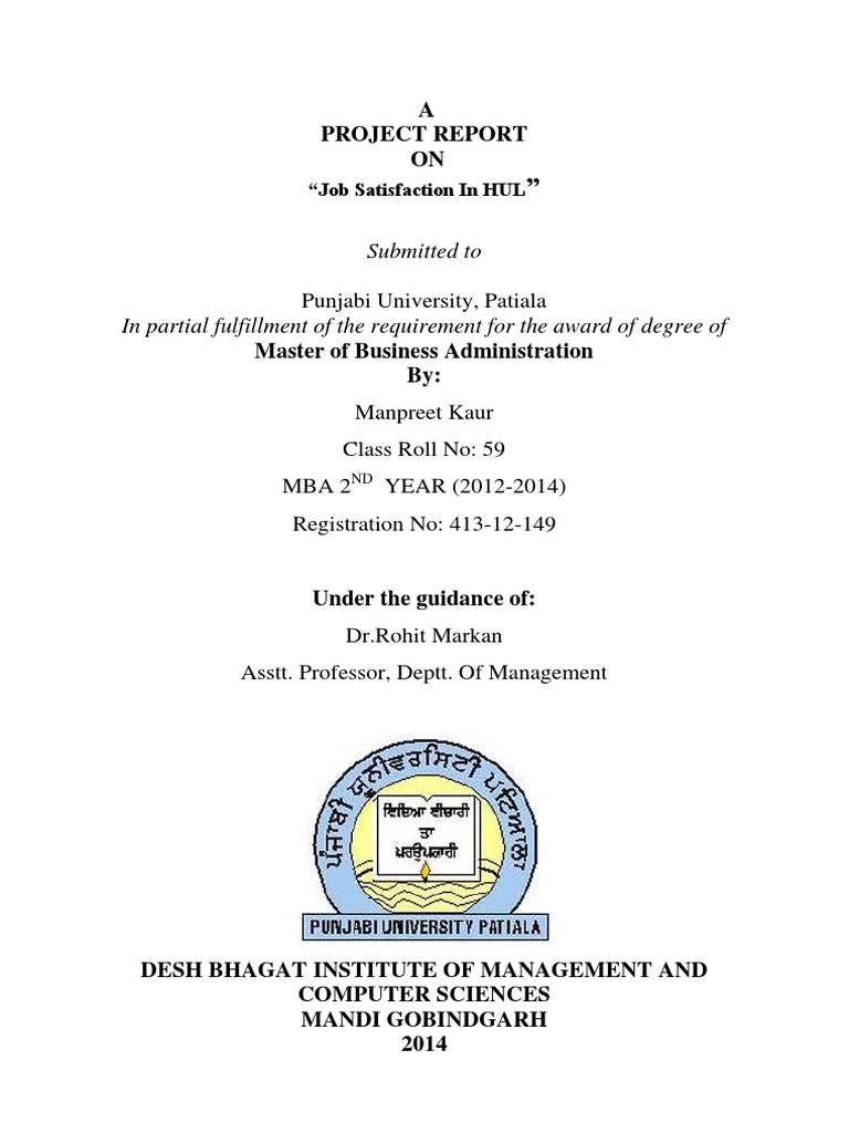 Manpreet Front Page | PDF | Master Of Business Administration | Employment