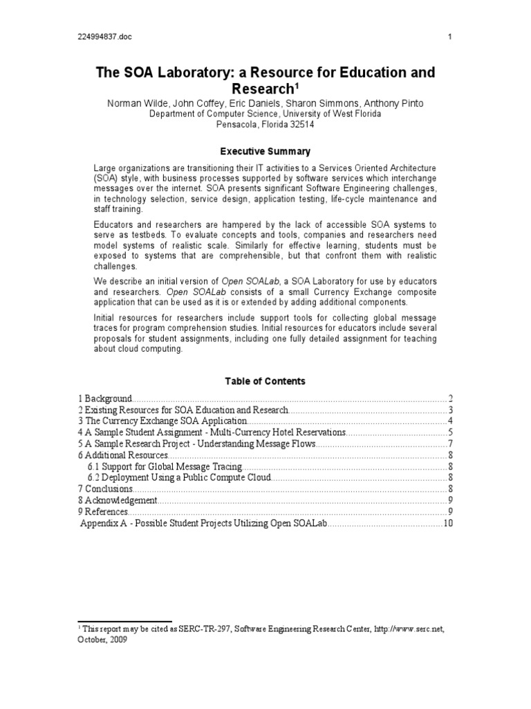 The SOA Laboratory: A Resource For Education and Research: Executive ...