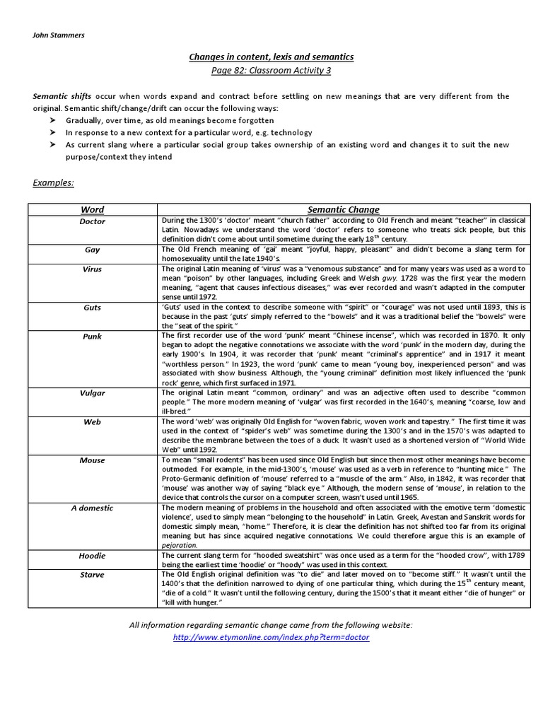 Understanding Semantic Shifts | PDF | Semantics | Word