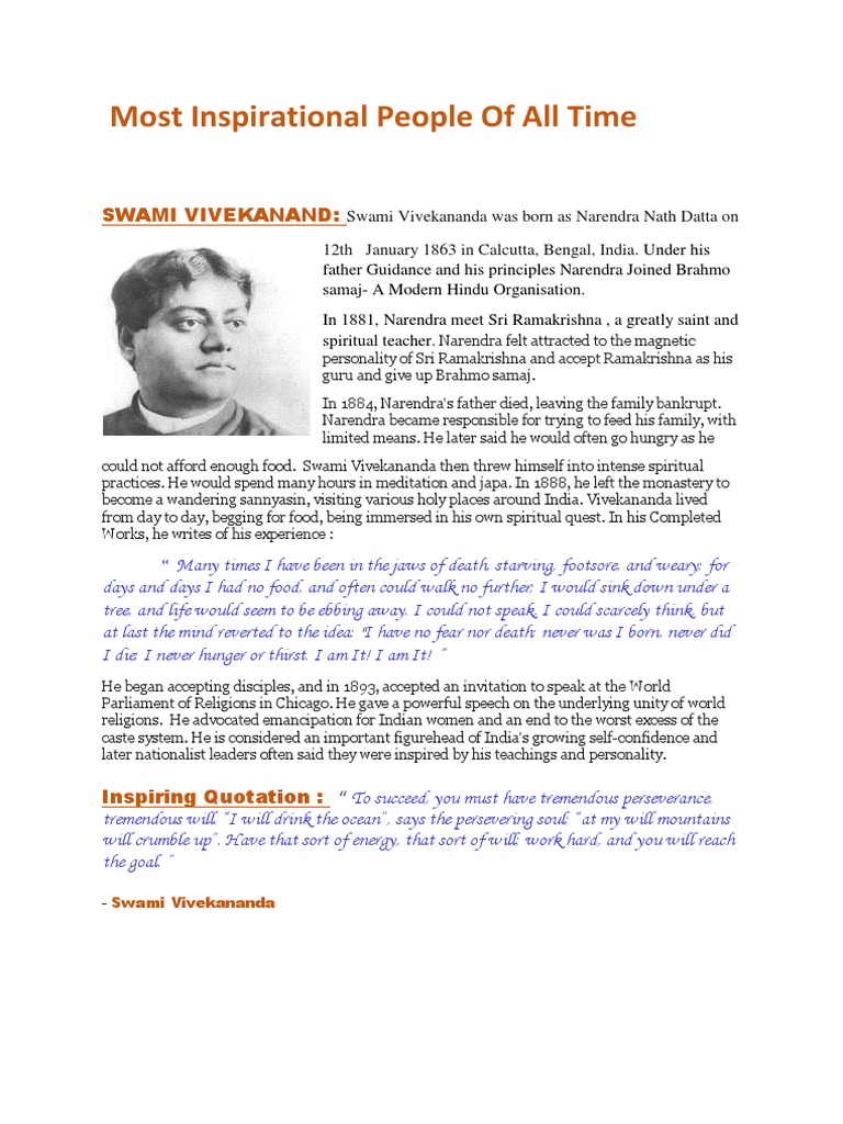Most Inspirational People of All Time | PDF | Swami Vivekananda | Steve ...