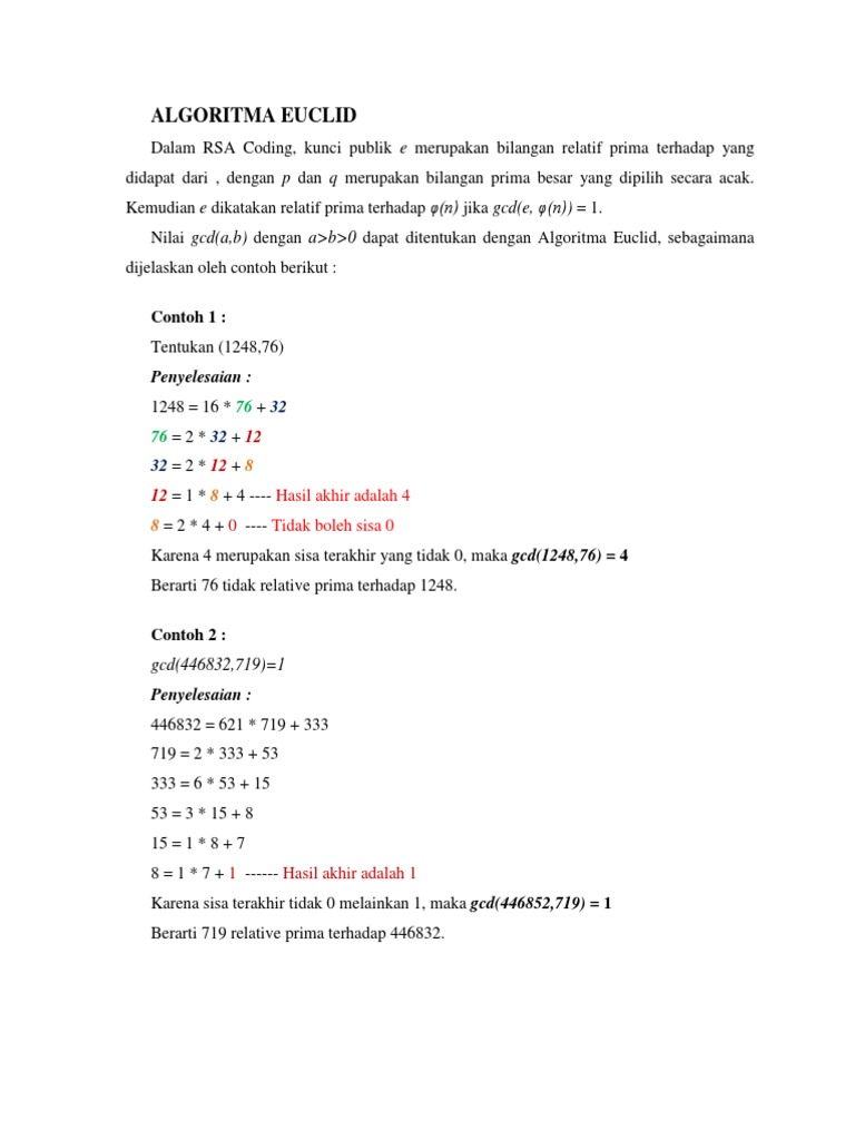 Contoh Soal Algoritma Euclid | PDF | Metode & Bahan Ajar