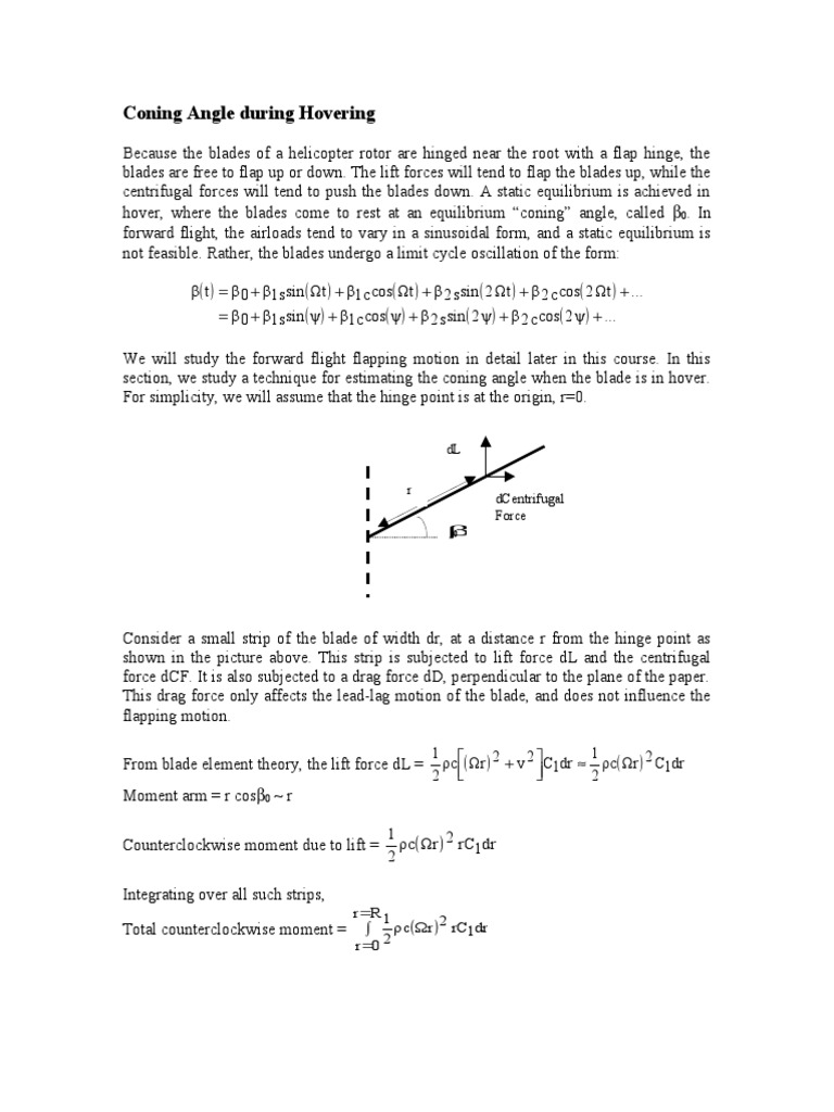 Coning Angle Hover | PDF | Helicopter Rotor | Trigonometric Functions