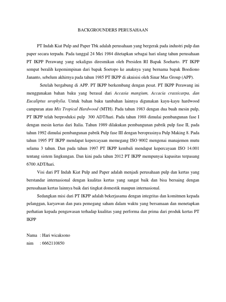 Backgrounders Perusahaan | PDF