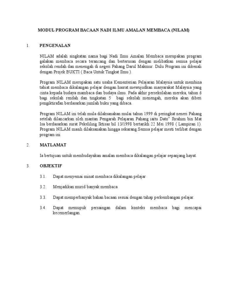 Modul Program Nilam | PDF