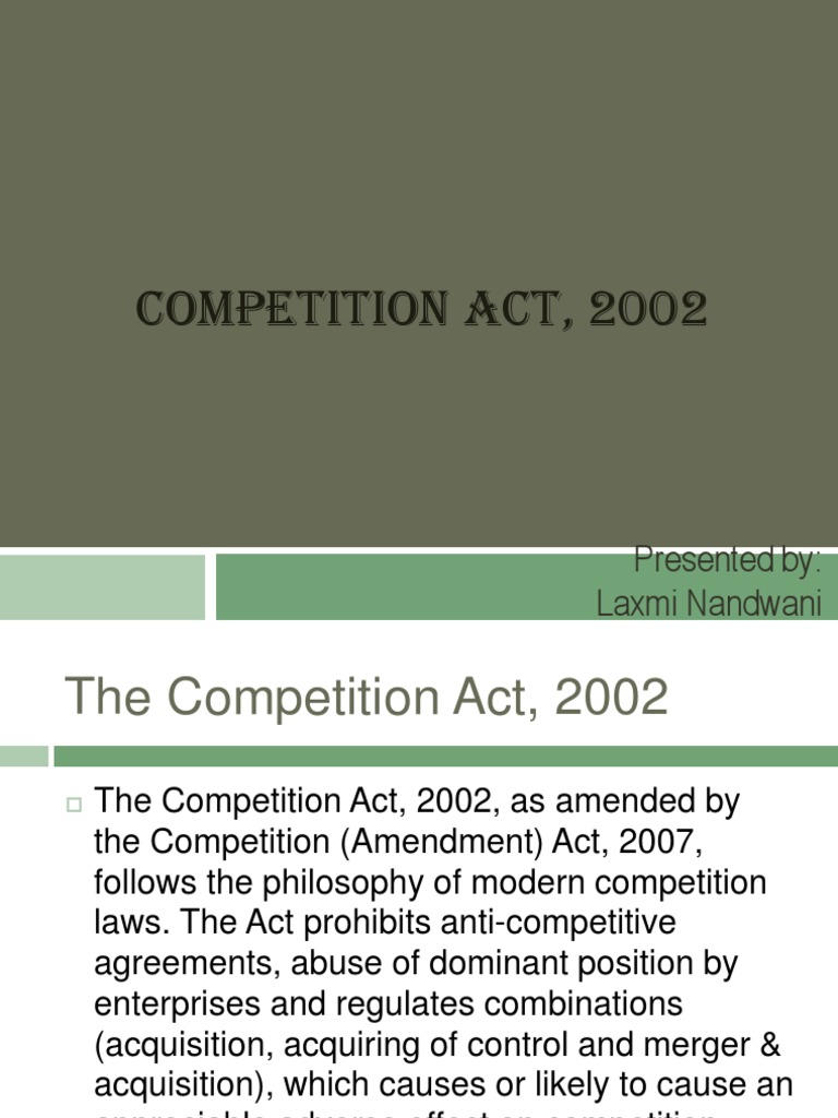 Competition Act, 2002 | PDF | Competition | Social Institutions
