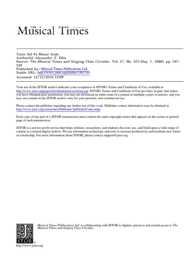 Alexander J. Ellis - Tonic Solfa Minor Scale | PDF | Mode (Music ...