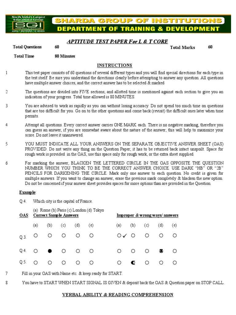 Aptitude Test Paper | PDF | Circle | Test (Assessment)