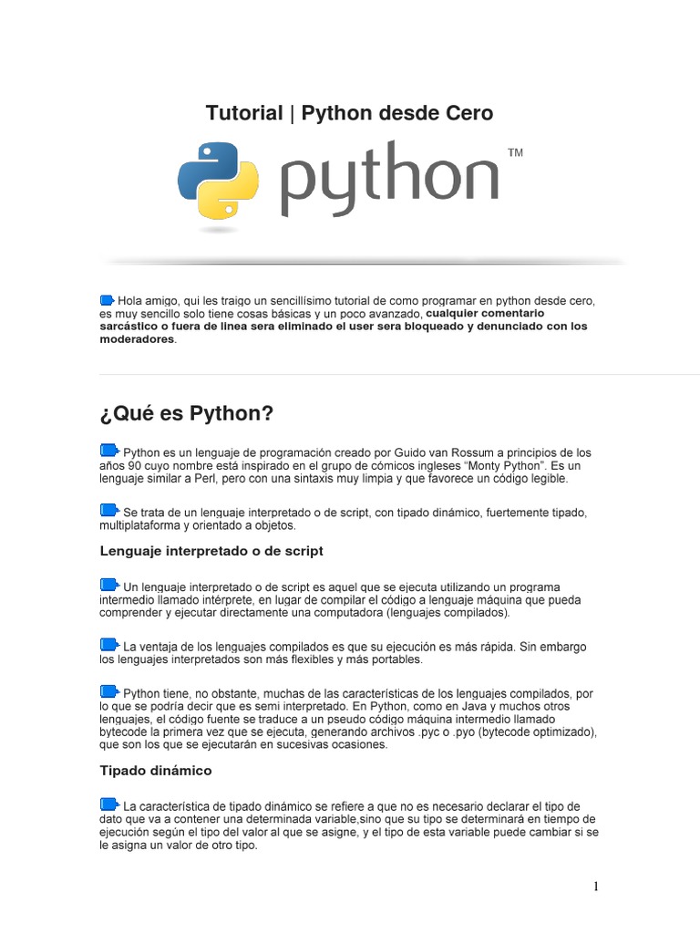 Tutorial Phyton Desde Cero | PDF | Python (lenguaje de programación ...