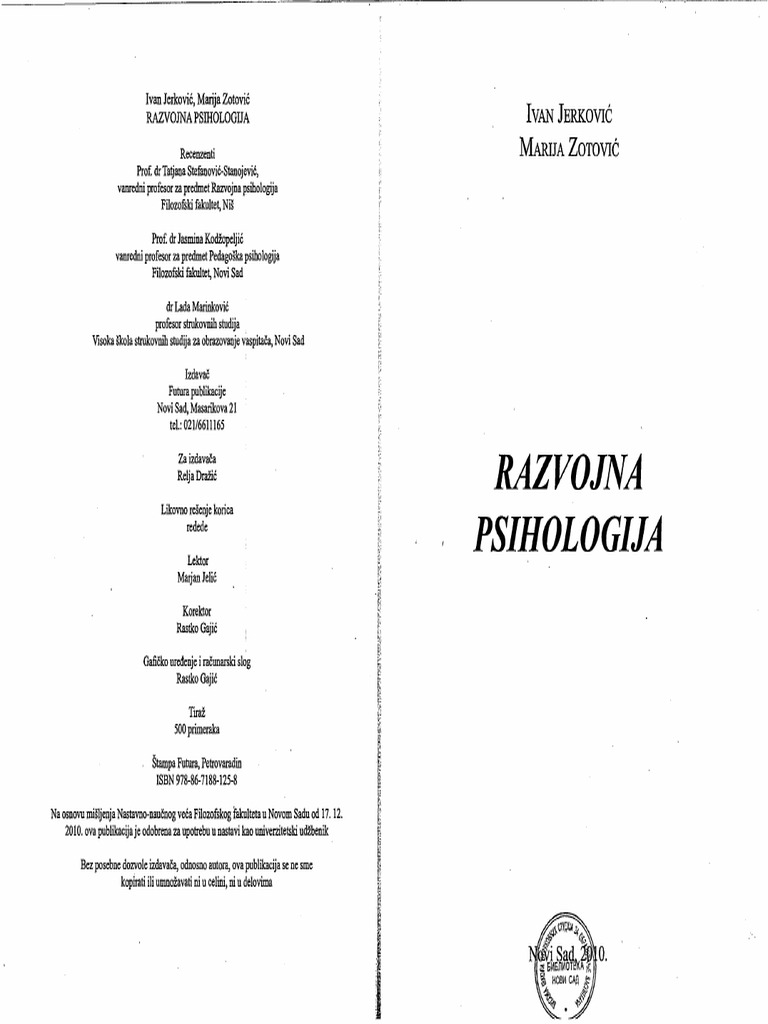Ivan Jerkovic, Marija Zotovic - Razvojna Psihologija | PDF