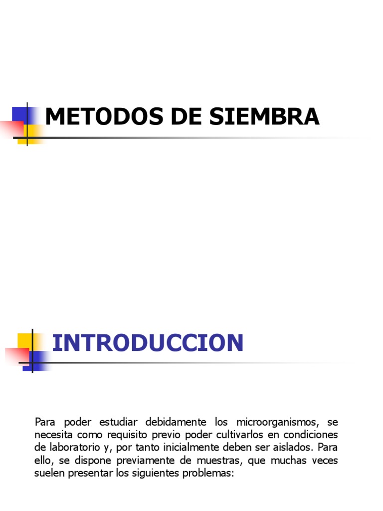 Metodos de Siembra | PDF | Siembra | Microorganismo
