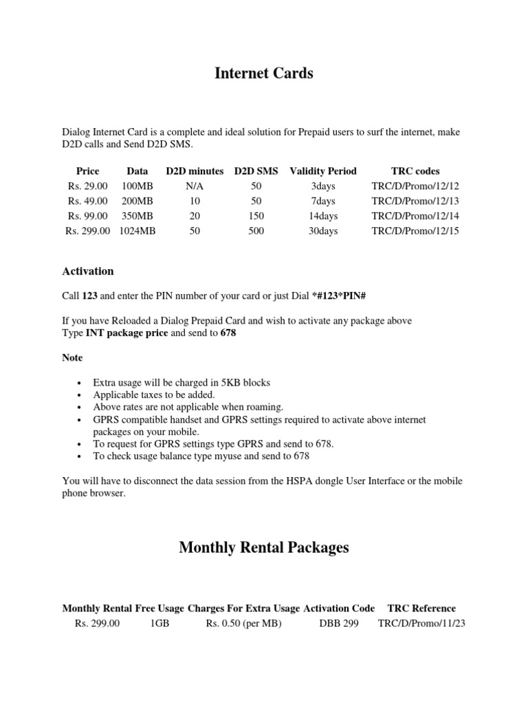 Dialog Internet | General Packet Radio Service | Prepaid Mobile Phone