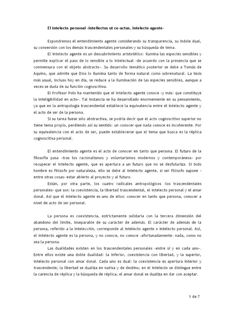 El Intelecto Agente | PDF | Comprensión | Ligero