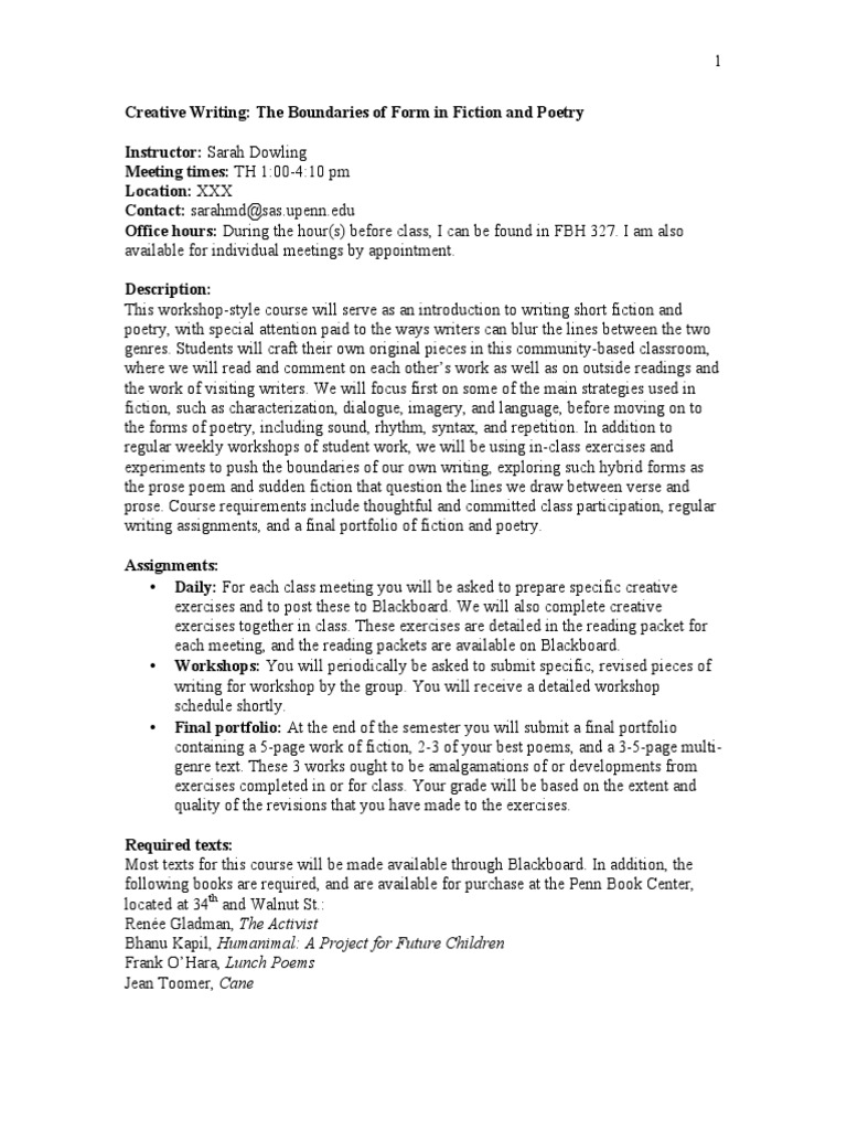 Hybrid Forms Syllabus | PDF | Poetry