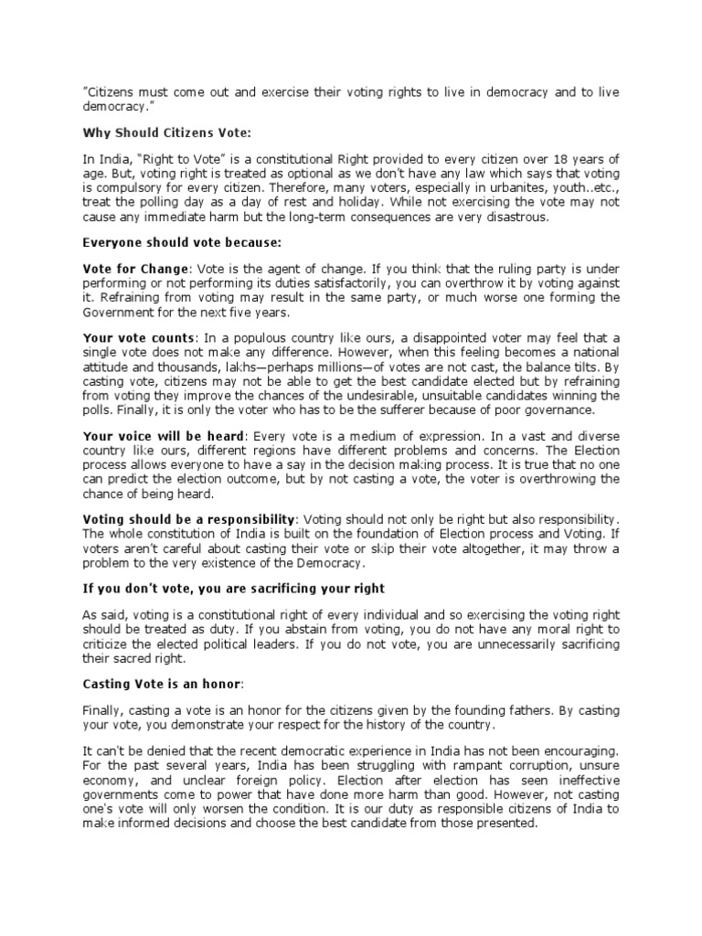 Importance of Voting | Download Free PDF | Voting | Elections
