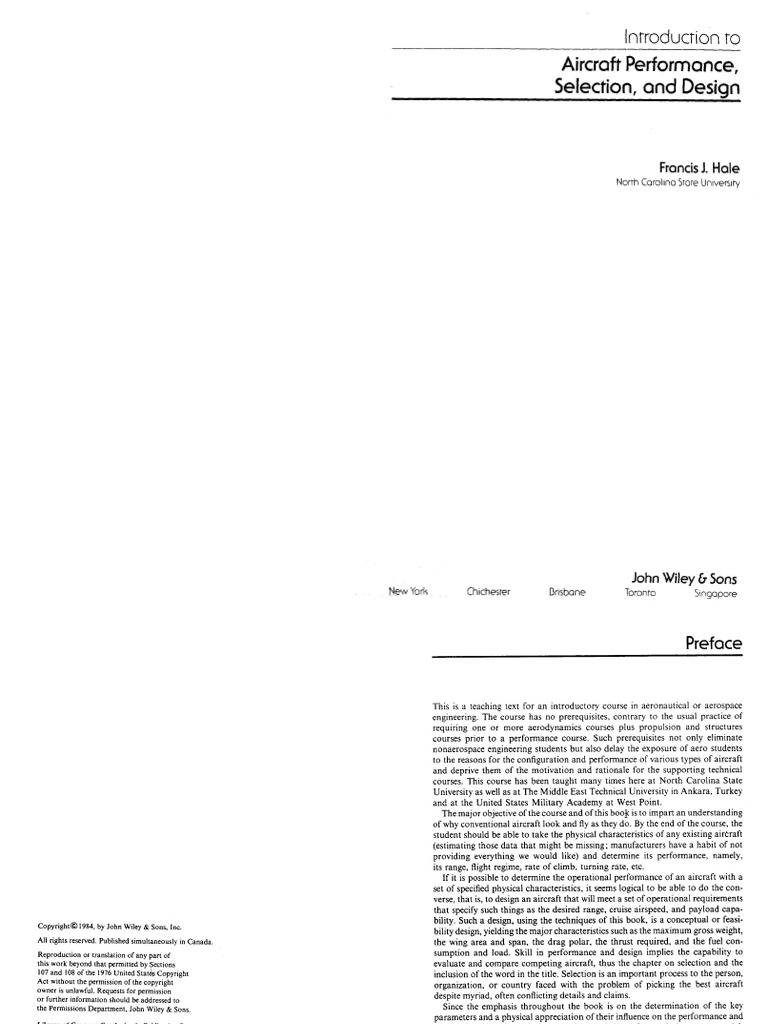 Introduction To Aircraft Performance, Selection and Design PDF | PDF