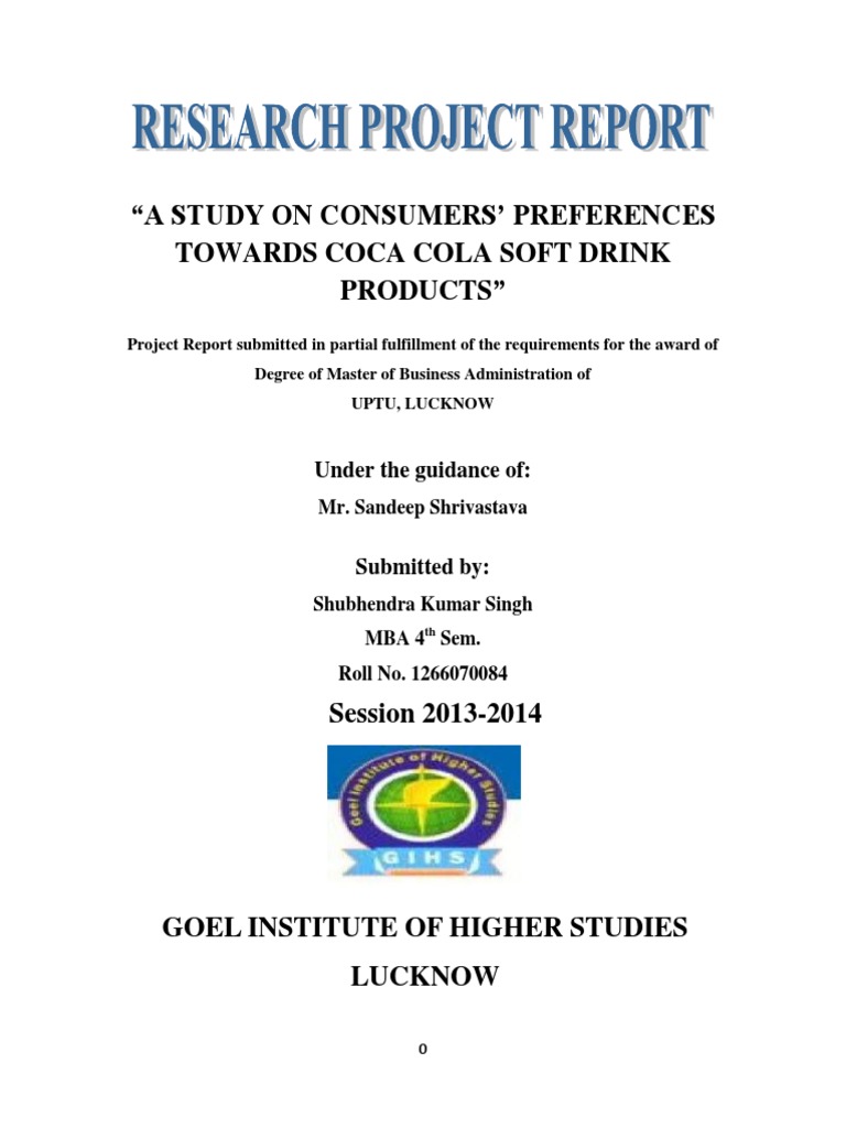 Coca Cola Research Report | PDF | Soft Drink | Consumer Behaviour
