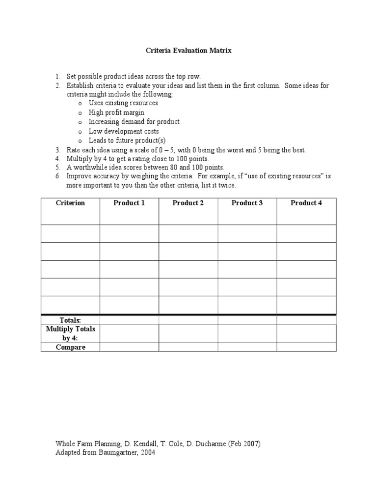 Criteria Evaluation Matrix | PDF
