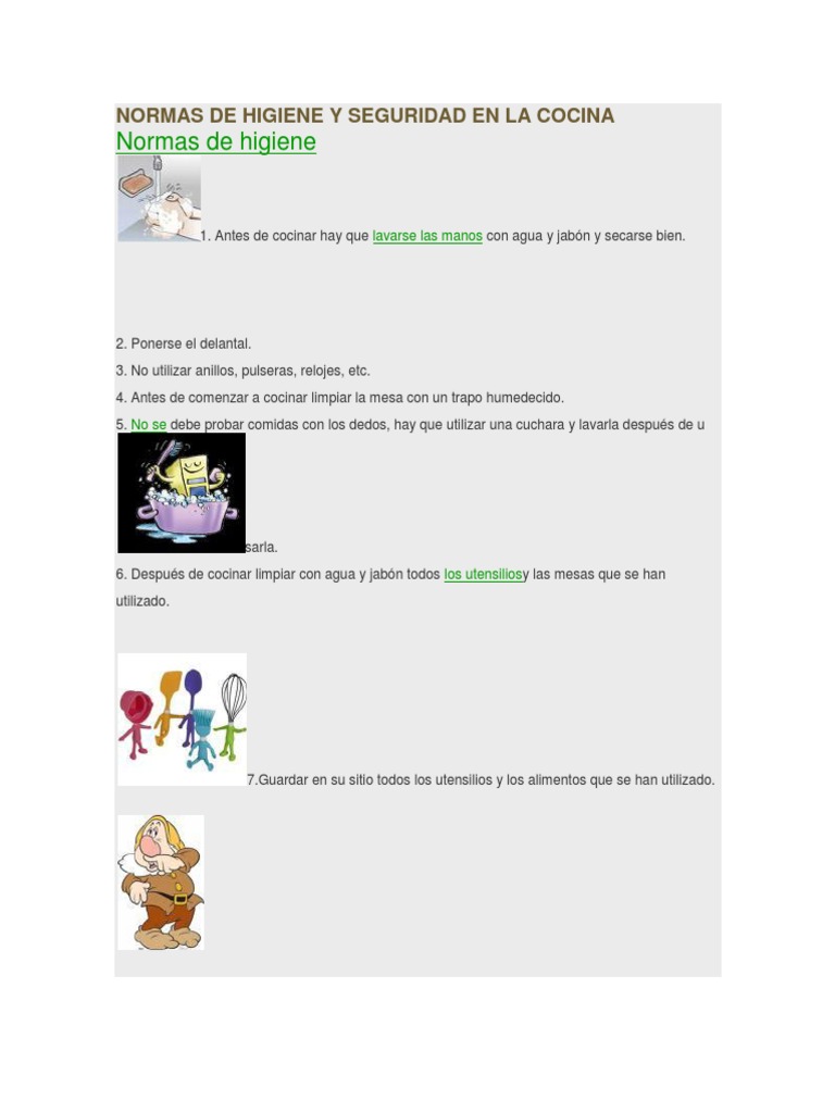 Normas de Higiene y Seguridad en La Cocina | PDF