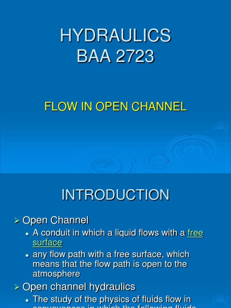 Chapter 1 Flow in Open Channel | Download Free PDF | Laminar Flow ...