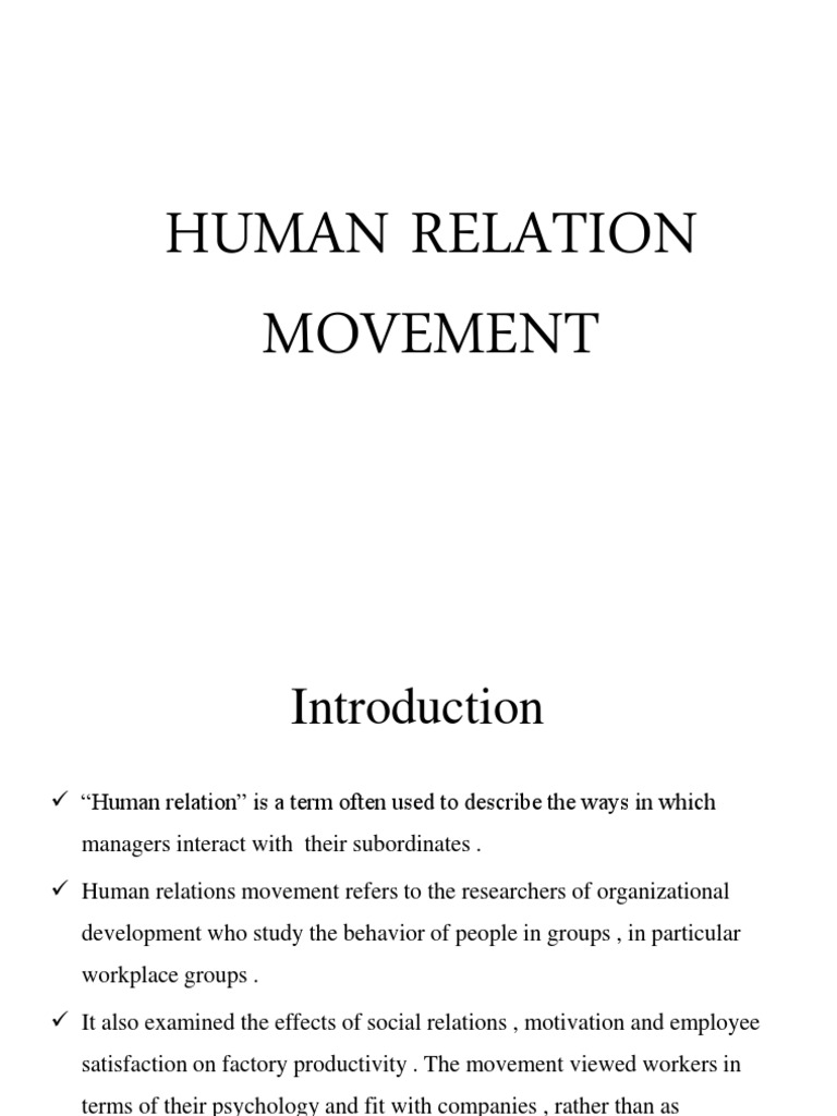 Human Relation Movement | PDF | Interpersonal Relationships | Motivation