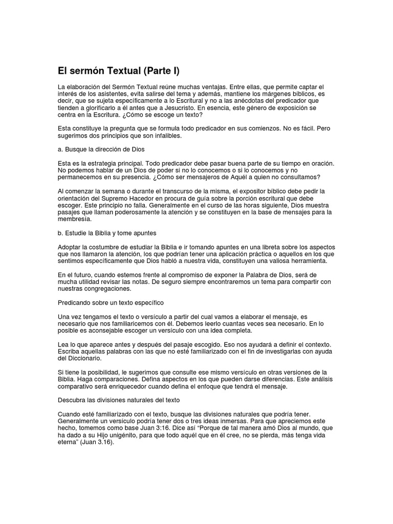 Bosquejos Del Sermon Textual | PDF | Jesús | Amor