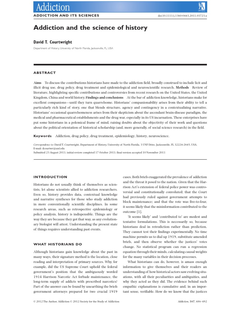 Addiction History | PDF | Problem Gambling | Psychoactive Drugs