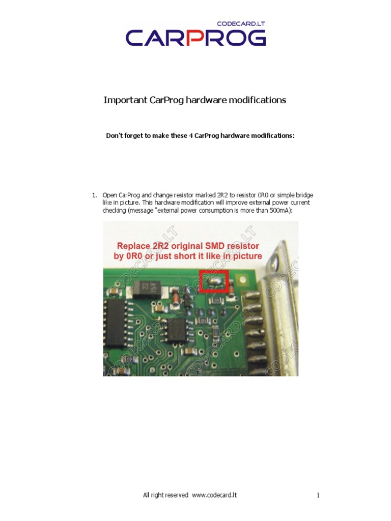 Important Carprog Hardware Modifications | PDF | Business
