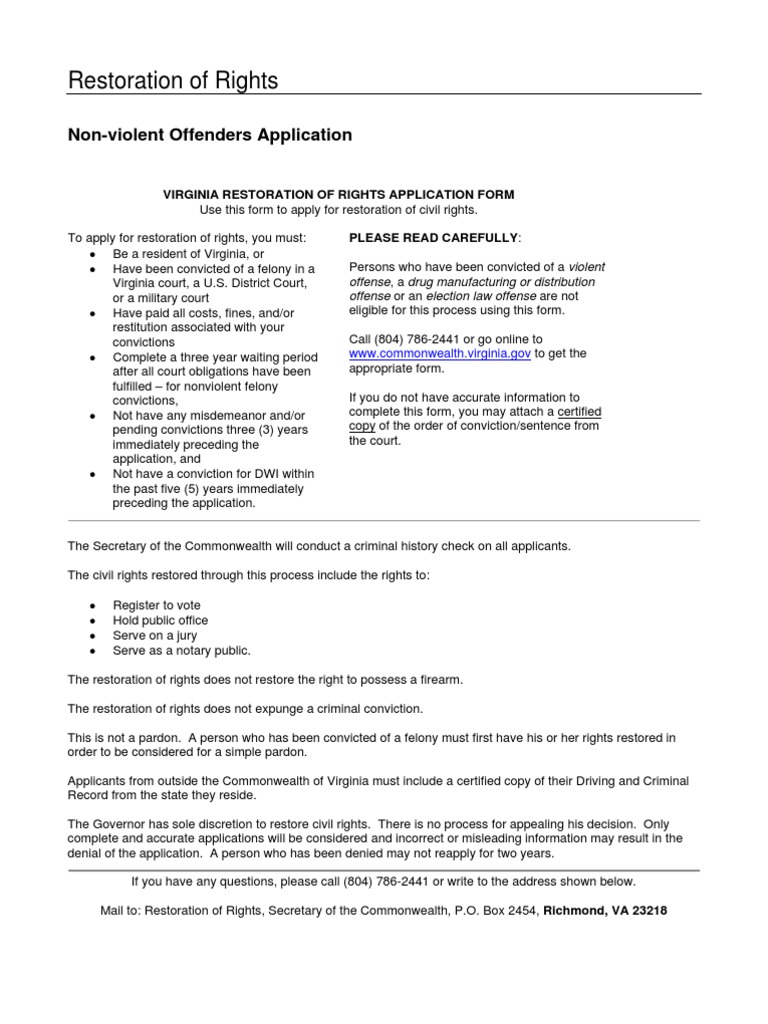 Restoration of Rights | Download Free PDF | Felony | Notary Public