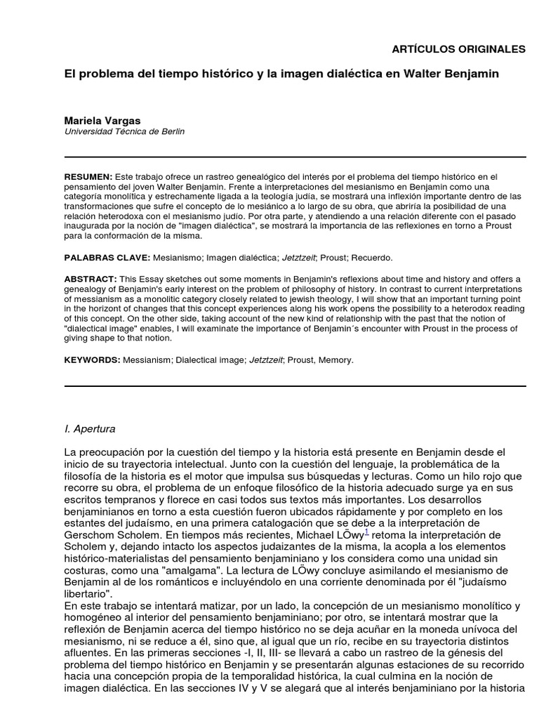 La Imagen Dialectica en Benjamin Walter | PDF | Immanuel Kant | Dialéctico