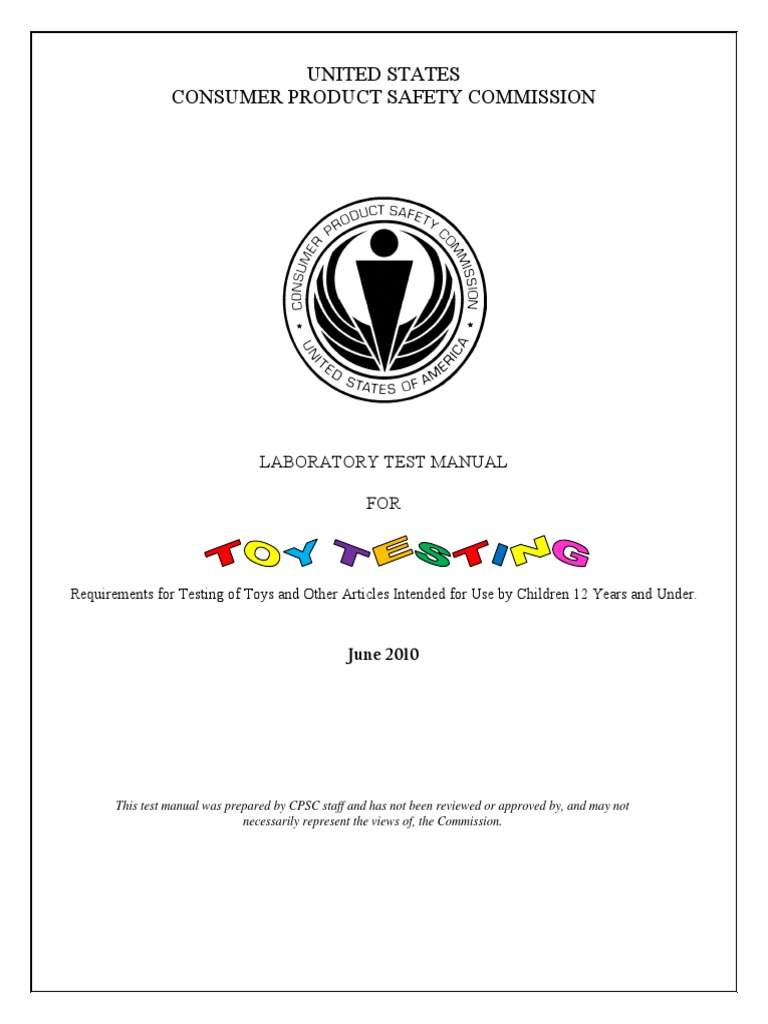 CPSC Toy Testing Laboratory Manual | PDF | Washing Machine | Clothes Dryer