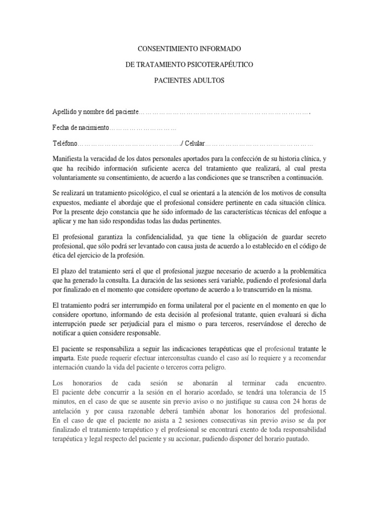 Consentimiento Informado | PDF | Consentimiento informado | Historial ...