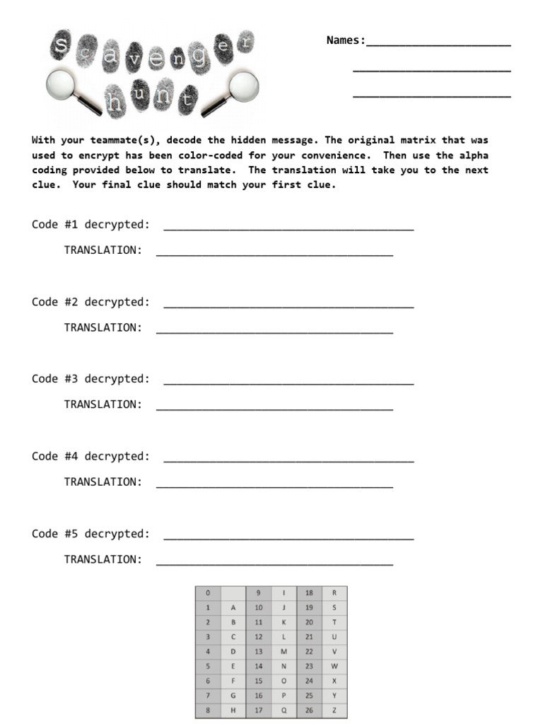 Scavenger Hunt Directions | PDF