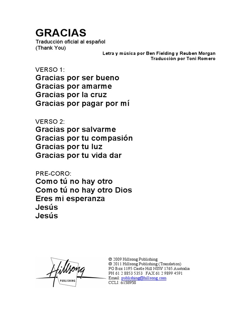 THANK YOU - Spanish Official Translation | PDF